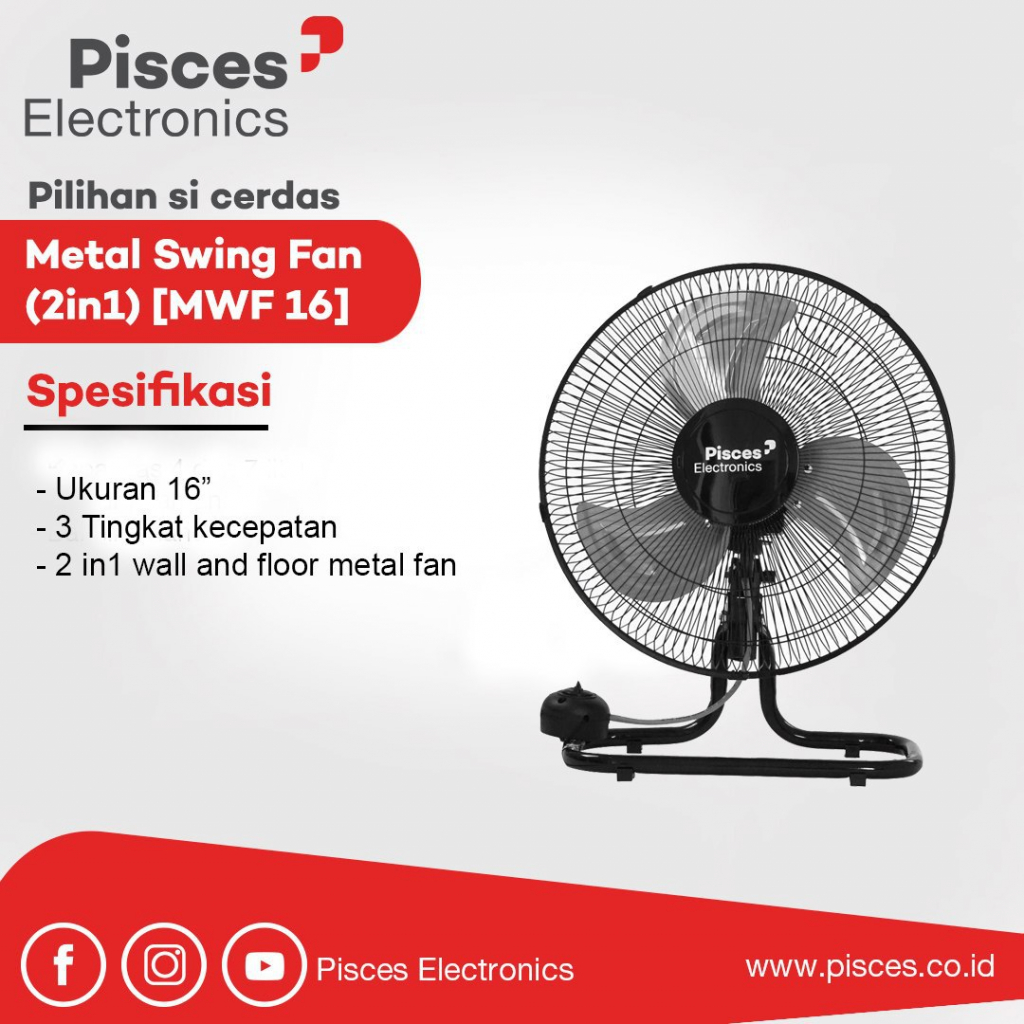 Pisces Kipas Angin Besi 2in1 Metal Floor & Wall Fan 16Inch dengan ...
